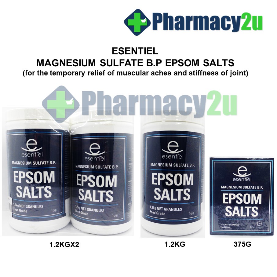 ESENTIAL MAGNESIUM SULFATE B.P EPSOM SALTS 375G/1.2KG/1.2KGX2 | Shopee ...