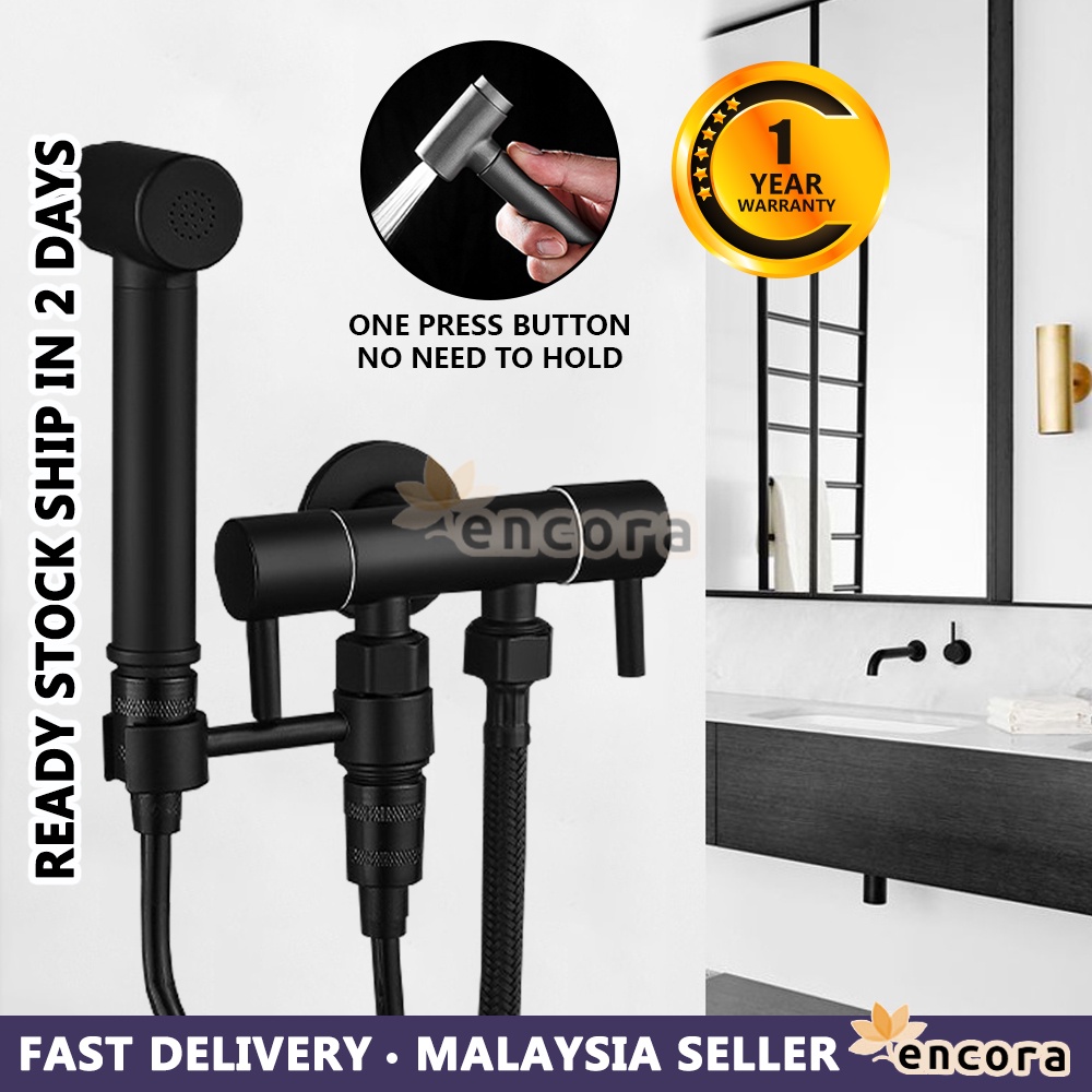 [FULL SET] Encora Dual Tap Bidet Spray Set Bathroom Faucet Paip Tandas ...