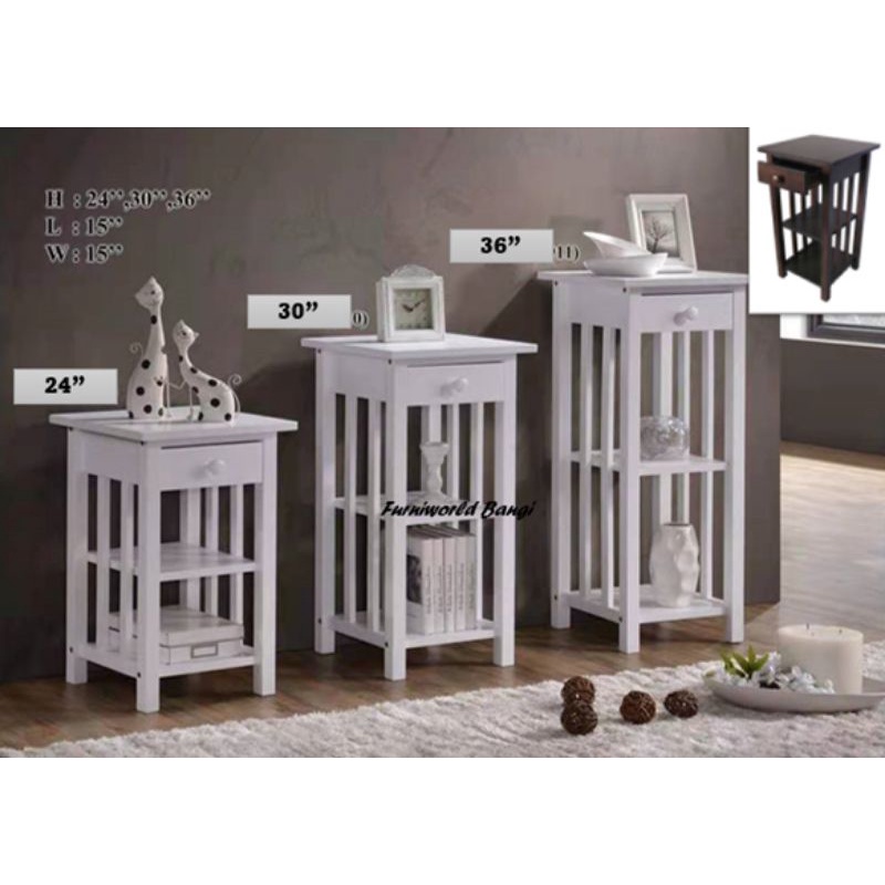 🔥Ready Stock🔥100% Full Solid Wooden Display Side Table (Walnut/White ...