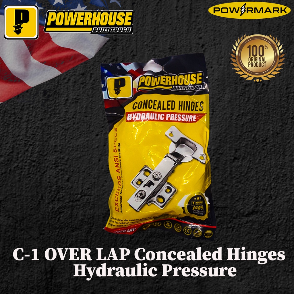 POWERHOUSE C-1 OVER LAP Concealed Hinges Hydraulic Pressure [POWERMARK | PAC] | Shopee Malaysia