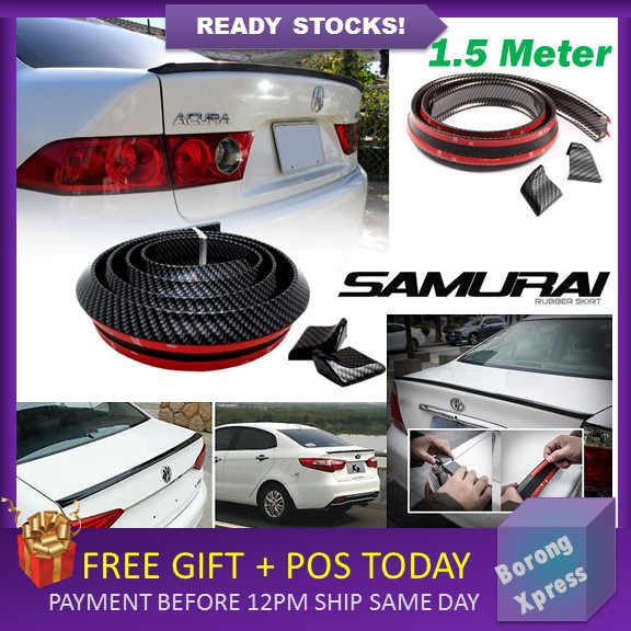 3M SAMURAI Flexible Rubber Car Rear Boot Bonnet Trunk Carbon Spoiler (1 ...
