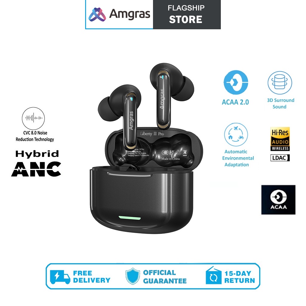 Amgras Liberty Ⅲ Pro Active Noise Cancelling Earbuds Bluetooth Earphone ...