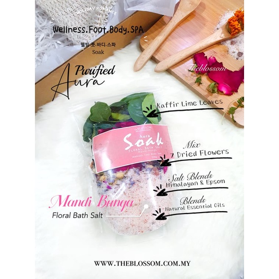 Aura Bath Salt Spa Dried Floral/Seven Flower Mandi Bunga/Kaffir Lime ...