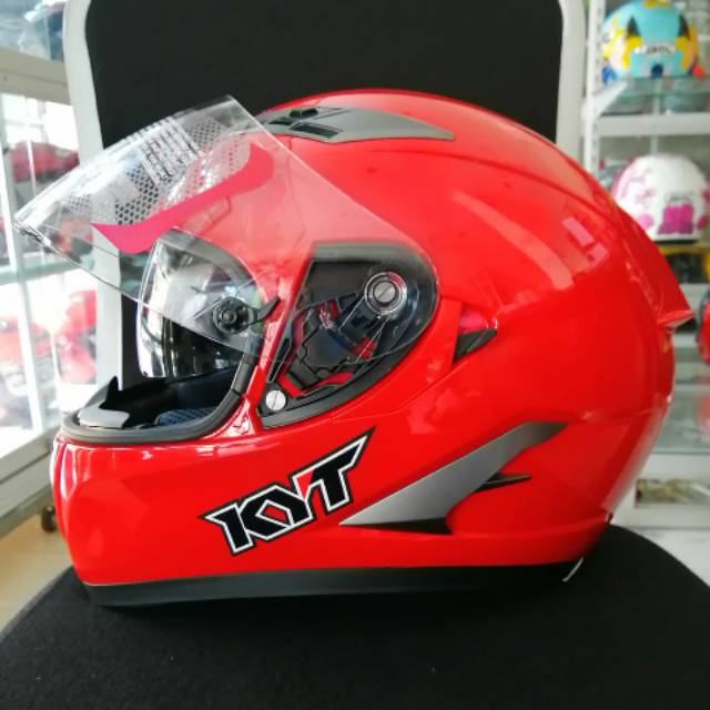 MERAH Kyt FALCON FIRE RED DOUBLE VISOR HELM TOURING DOUBLE VISOR KYT ...