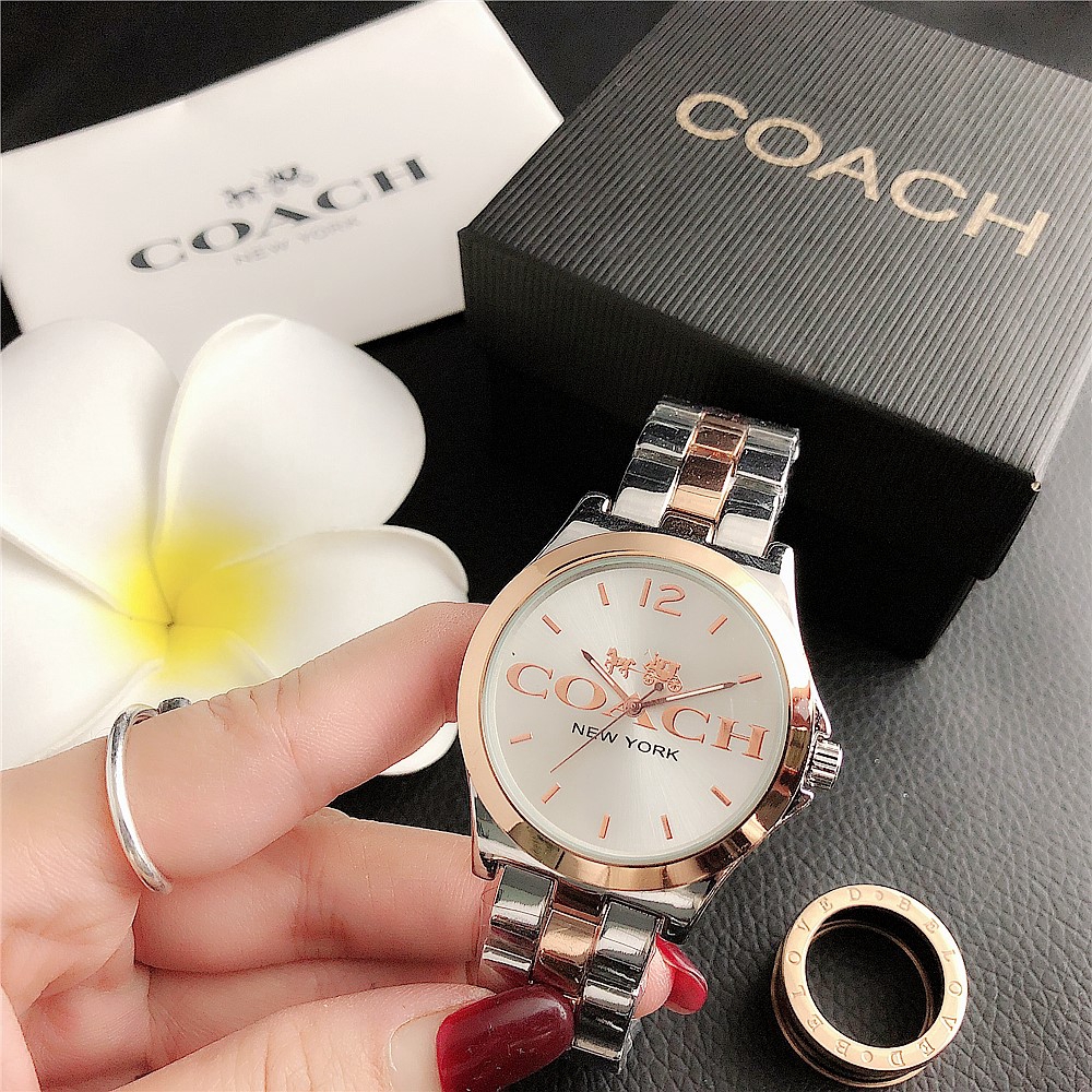 COACH Jam Tangan Wanita Women Stainless Steel Strap Watch Waterproof ...