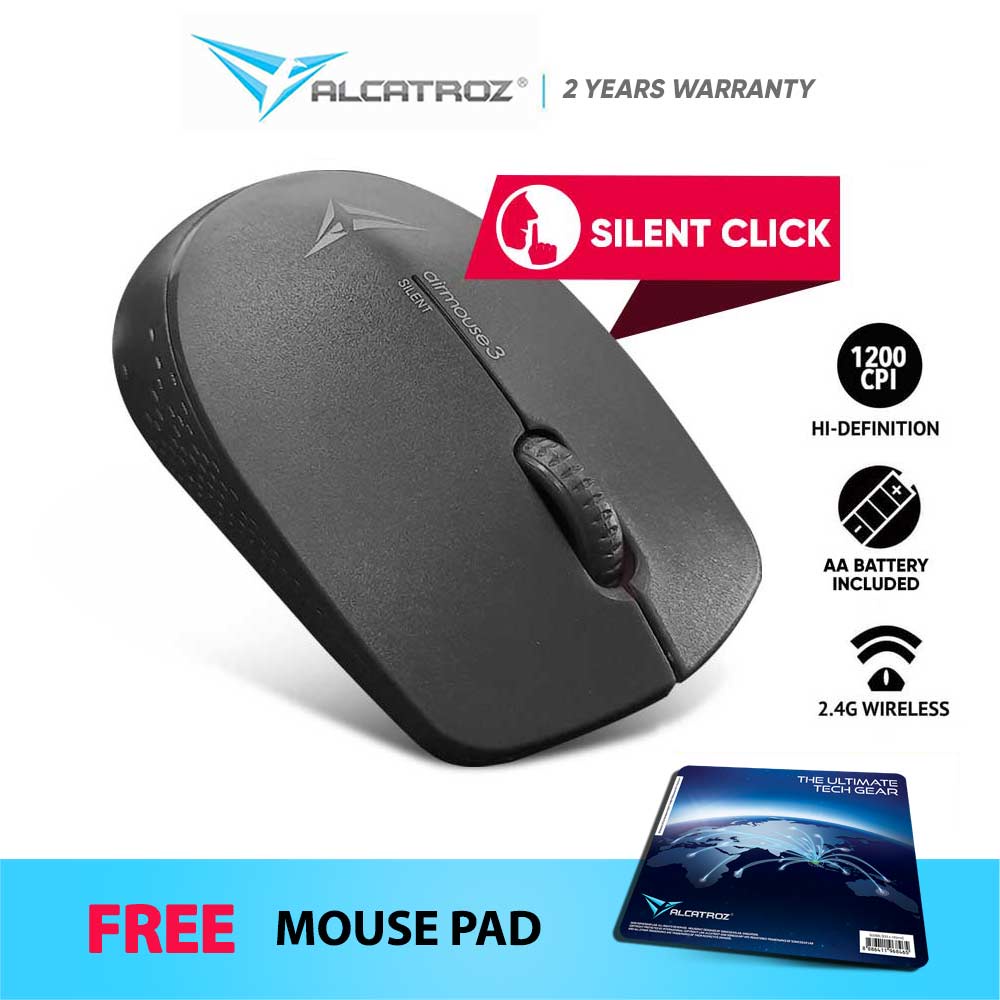 Alcatroz AirMouse 3 Silent Grey And Portable USB 2.4G Wireless Mouse ...