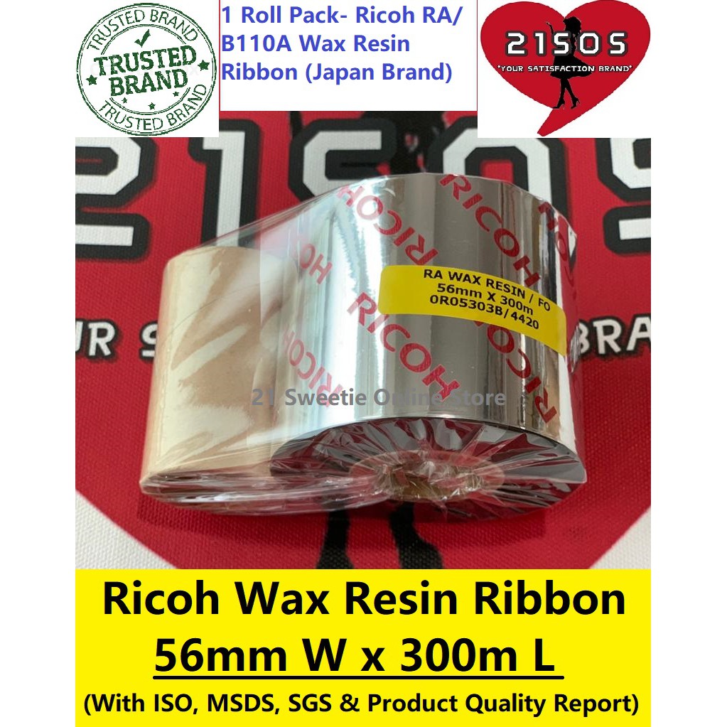 [1 roll] Ricoh Wax Resin Ribbon 56x300m Premium Thermal Transfer Japan ...