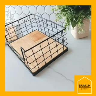 Bakul Besi Bertingkat Stackable Iron Storage Basket with Wooden Base ...