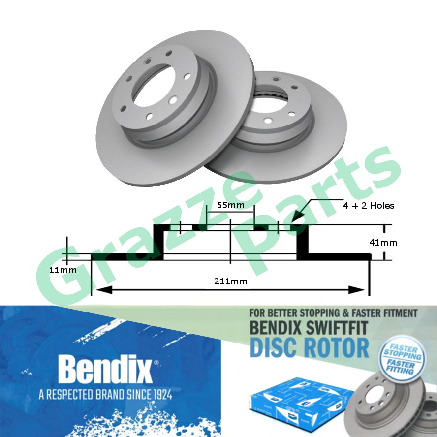 (1pc) Bendix Swiftfit Disc Brake Rotor Front for BR9545 / 43512-97204 Perodua Kenari Kelisa Viva ...