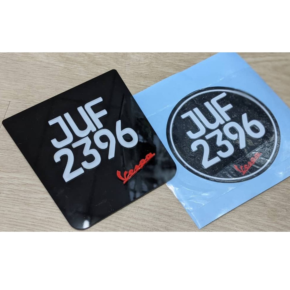 🔥ReadyStock🔥 No Plate Vespa Style / Number Plate Bulat Vespa 3D acrylic ...