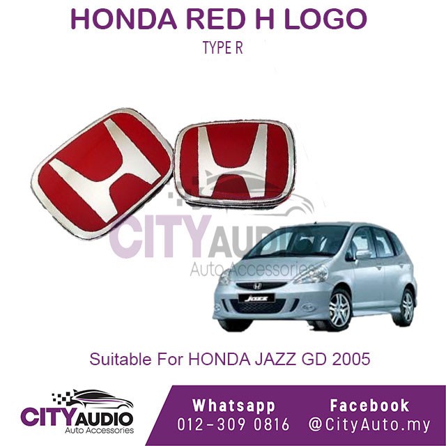 HONDA JAZZ GD 2005 Type R **RED H Logo (Front & Rear) | Shopee Malaysia