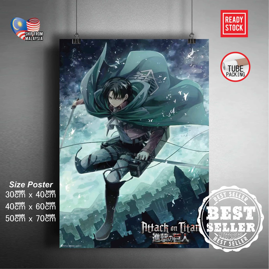 【READY STOCK】Attack on Titan Poster Eren Yeager Mikasa Ackerman Anime ...