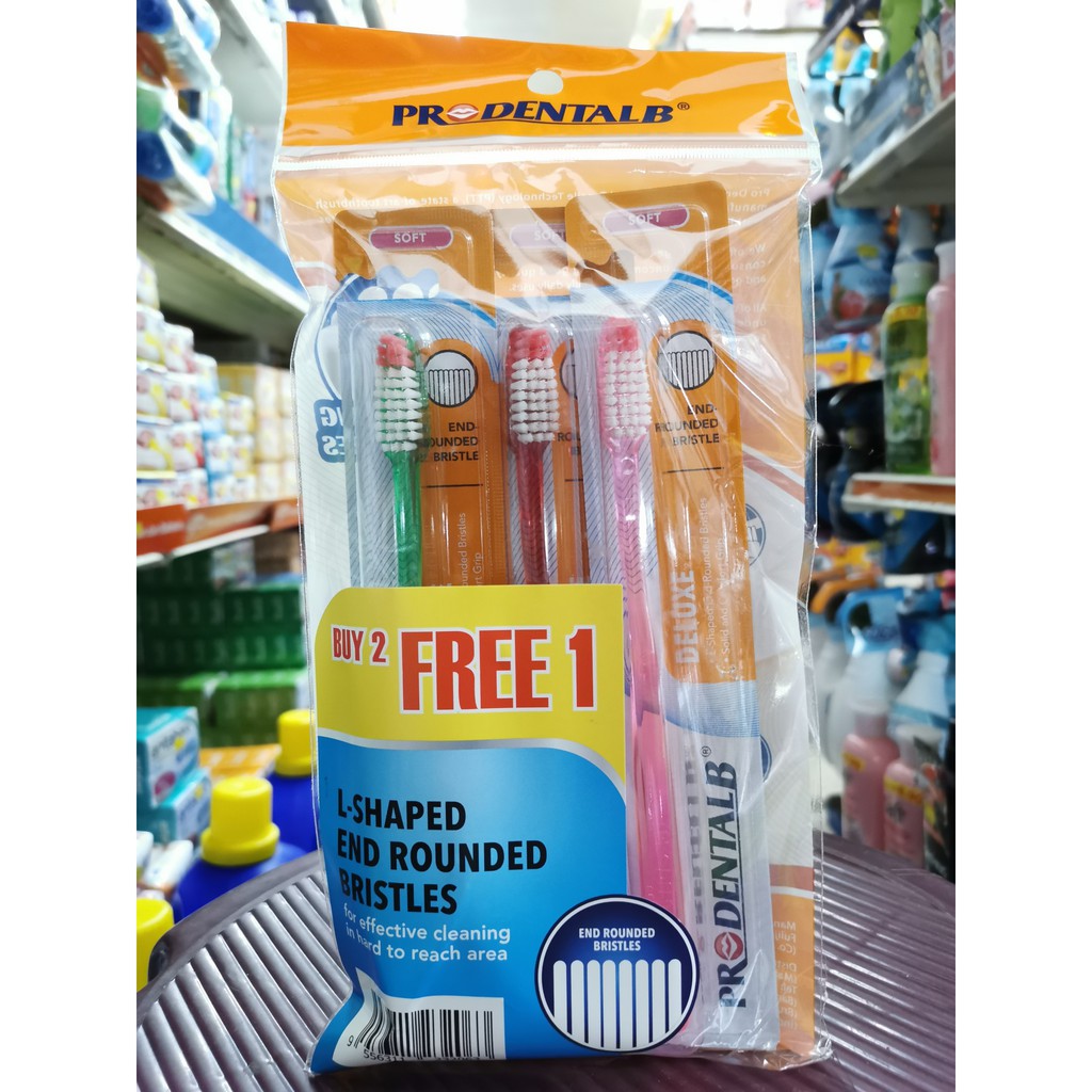 ProDental B L-shaped End Rounded Bristles Soft Toothbrush (Buy 2 get 1 ...
