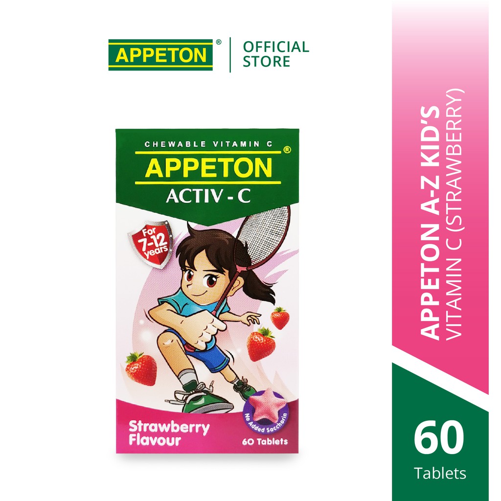 Appeton Activ-C Kids Chewable Tablet - Strawberry (100mg x 60's ...