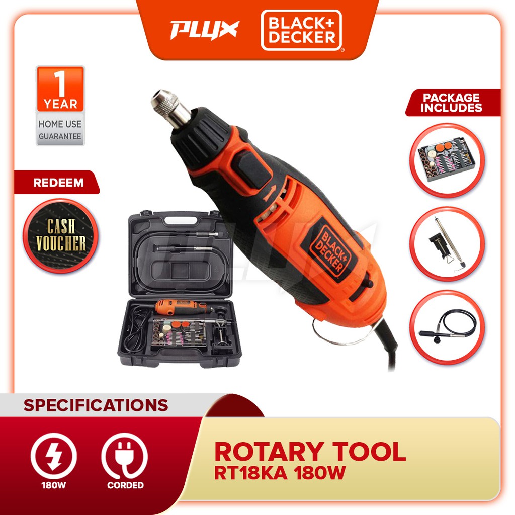 BLACK & DECKER RT18KA Rotary Tools with Standard DIY Accessories (114 ...