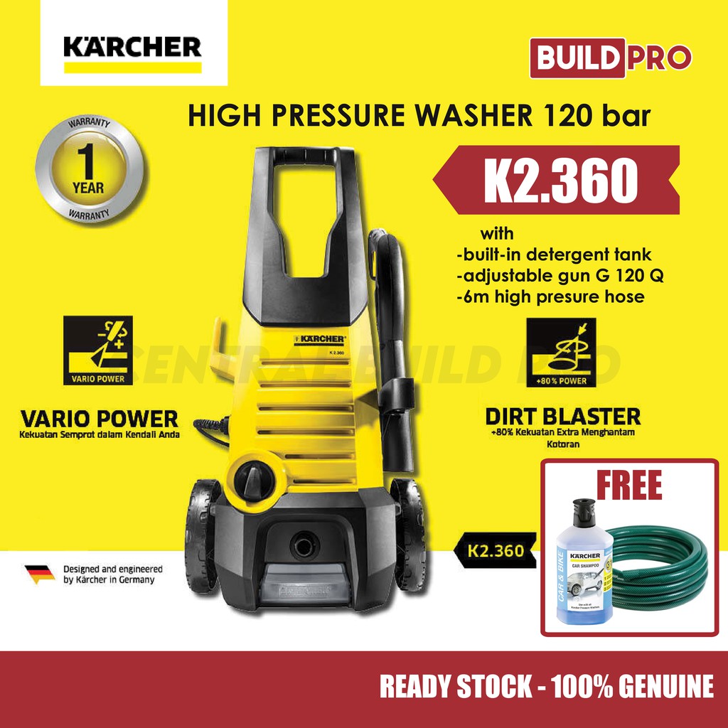 KARCHER K2.360 High Pressure Washer FREE Hose Karcher 3 in 1 Car Shampoo Shopee Malaysia