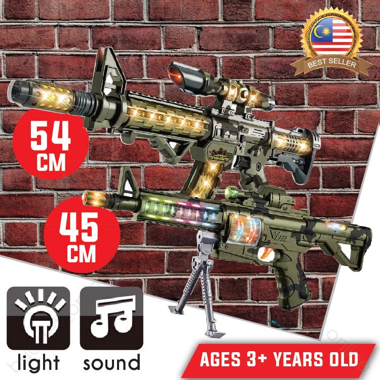 Military Combat Rifle Machine Gun Toy Special Forces LED Light & Sound ...