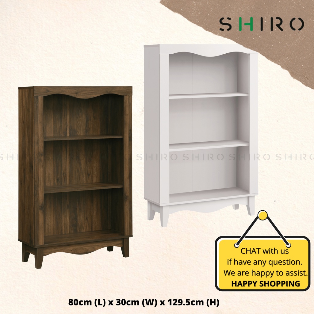 SHIRO 3 Tier Bookshelf Book Rack Book Case Display Rack Display Cabinet ...