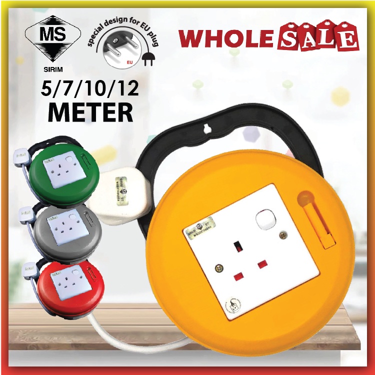 [SIRIM APPROVED] Extension Round Wire Box Trailing Socket Cable Reel ...