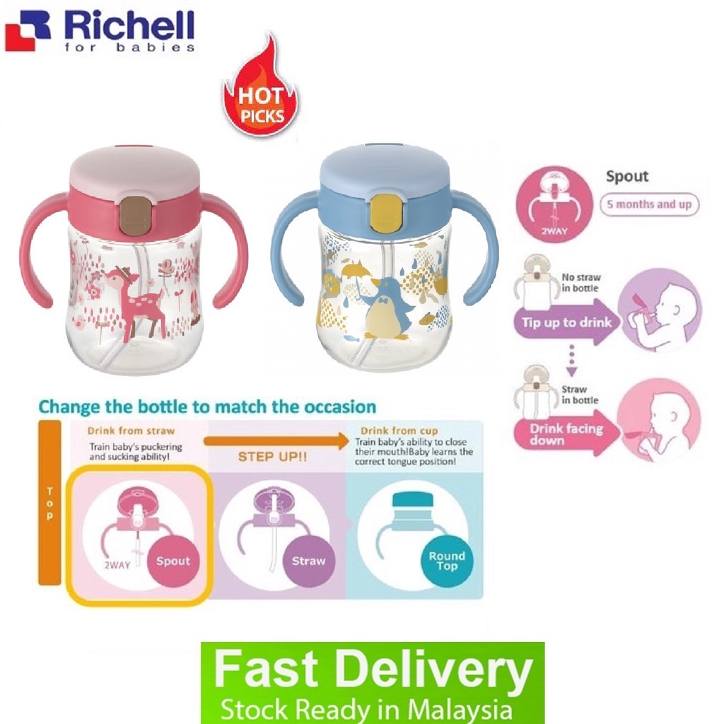 RICHELL TLI Straw Cup with Spill Proof Handle - 200ML (7M+ Onwards) | Shopee Malaysia