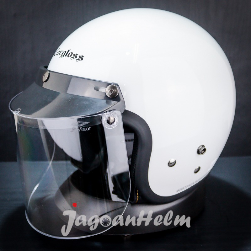 Cargloss RETRO CF Helmet | Super WHITY WHITE | Half Face CARGLOS ARMY ...