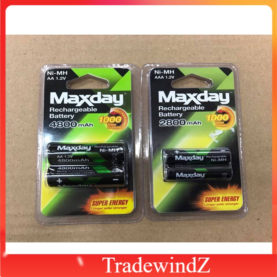 Original MAXDAY Rechargeable Battery Size AA / AAA 1.2v 4800mAH ...