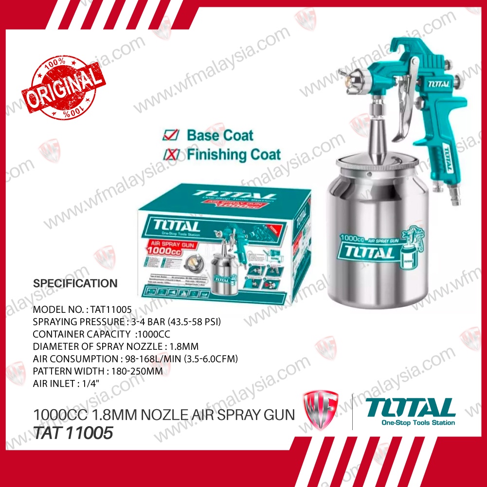 Total TAT11005 1000cc 1.8mm Nozzle Air Spray Gun for Base Coating ...
