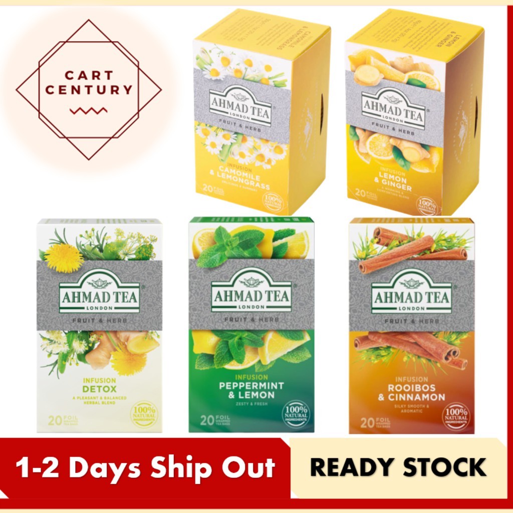 Ahmad Tea 20 Tea Bags-Fruit & Herb Tea (Rooibos & Cinnamon/ Detox ...