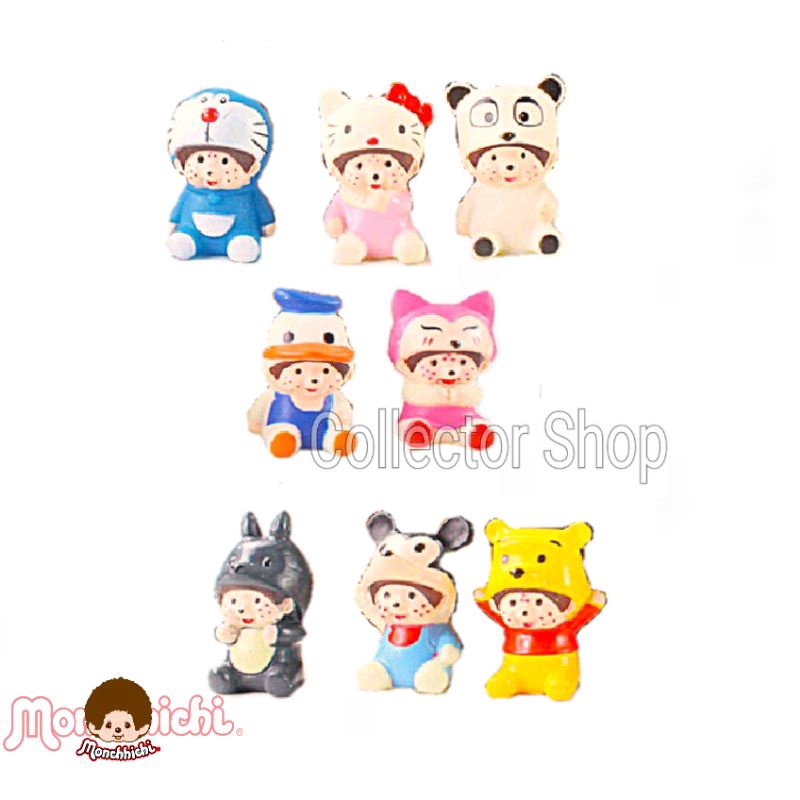 8pcs Monchichi Mini Figure in Costume Doraemon hello kitty Collection ...