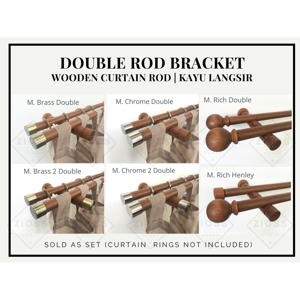 Double Layer Wooden Curtain Rod | Kayu Langsir | MAHOGANY | 28mm ...