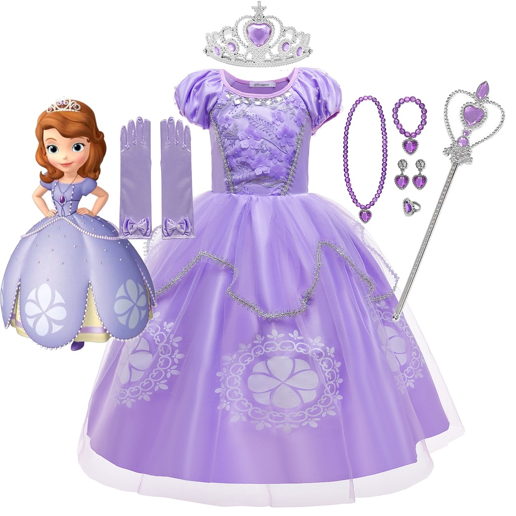 Princess Sofia Dress Kids Cosplay Costume Cartoon Sofia The First Princess Dress Up Birthday ...