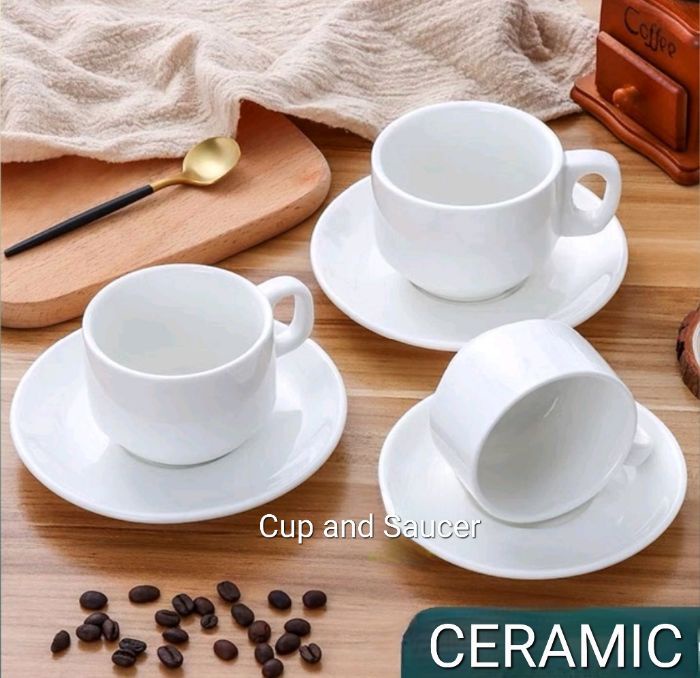 Cawan Putih Kopi Teh White Ceramic Hotel Quality Coffee Cup Saucer Mug ...