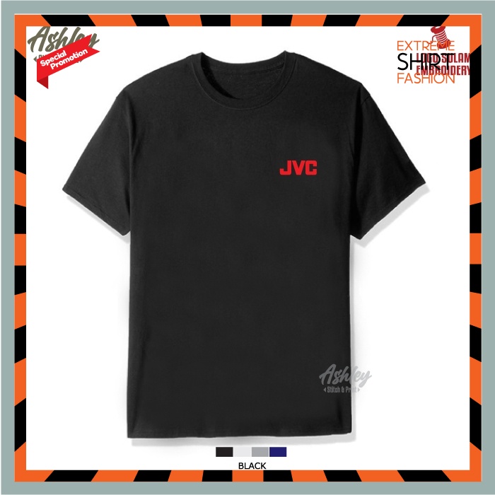T Shirt Round Neck Sulam JVC Digital Multimedia Design 3 Way Coaxial ...