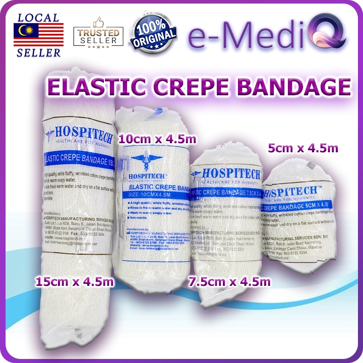 ELASTIC CREPE BANDAGE [HOSPITECH] (5CM / 7.5CM / 10CM / 15CM x 450CM ...