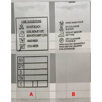 Hand Wash Label / Washing Label / Clothing Label / Fabric Label / Baju ...