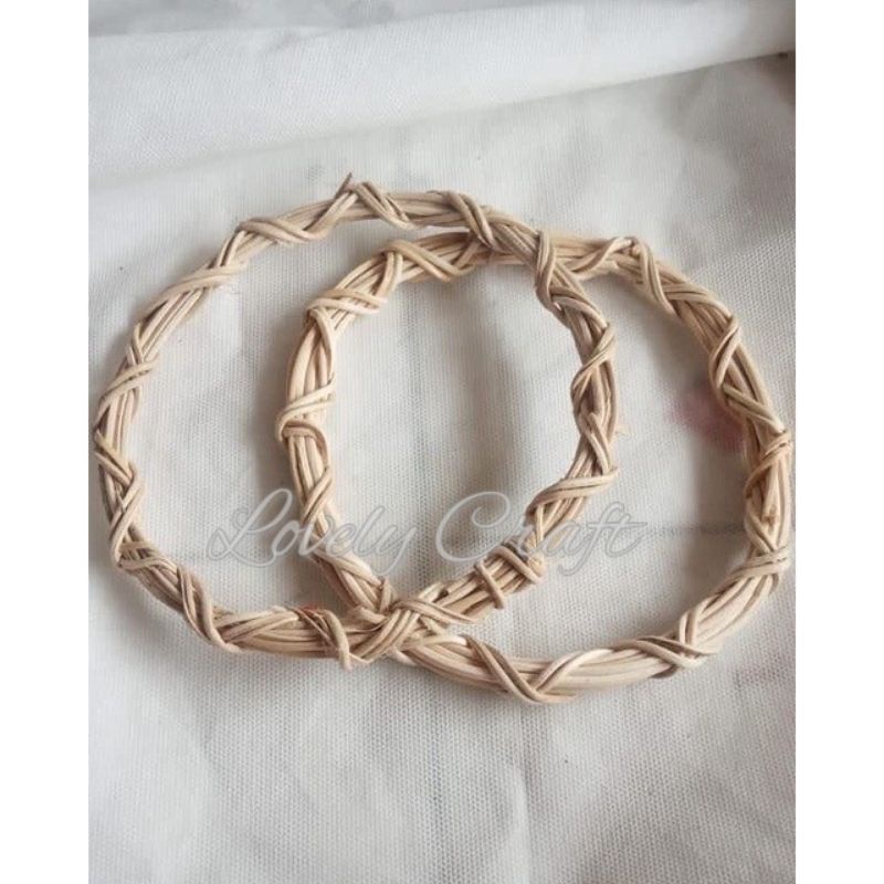 10cm THREADED RATTAN ring rattan circle dowry gift rustic craft ring ...