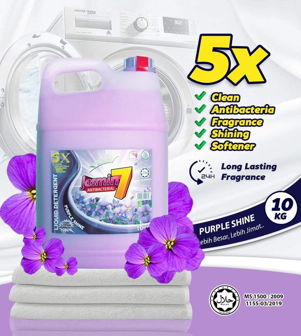🌸 Jasmin7 Sabun Basuh Antibacterial Softener (5 in 1) Laundry Detergent Dobi 10L Jasmin 7 ...