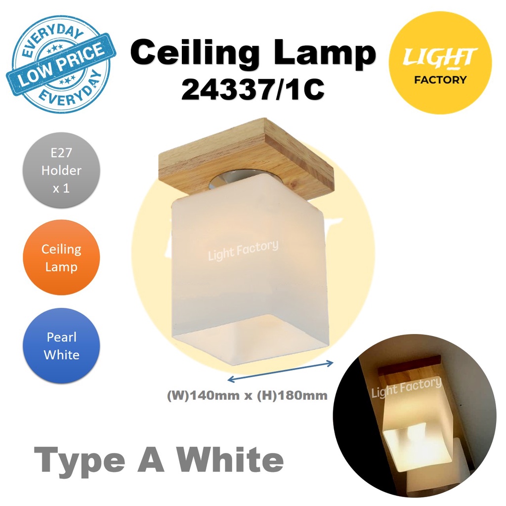 MUJI Style Cylinder Cube Wooden Ceiling Light E27 Bulb Holder Frosted ...