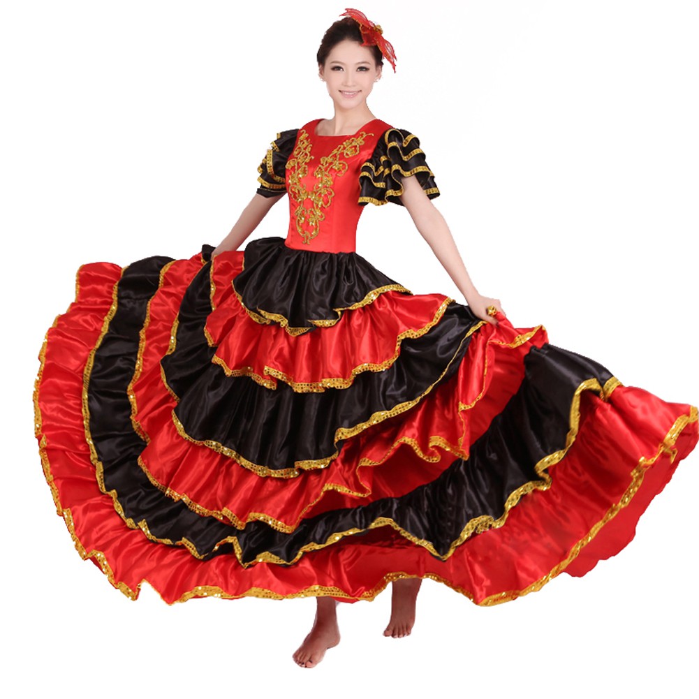 Ready Stock Women Red Spanish Flamenco Dress Big Swing Maxi Skirt ...
