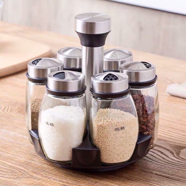 Set botol kaca perasa 6 shaker garam /Dapur kreatif berputar botol ...