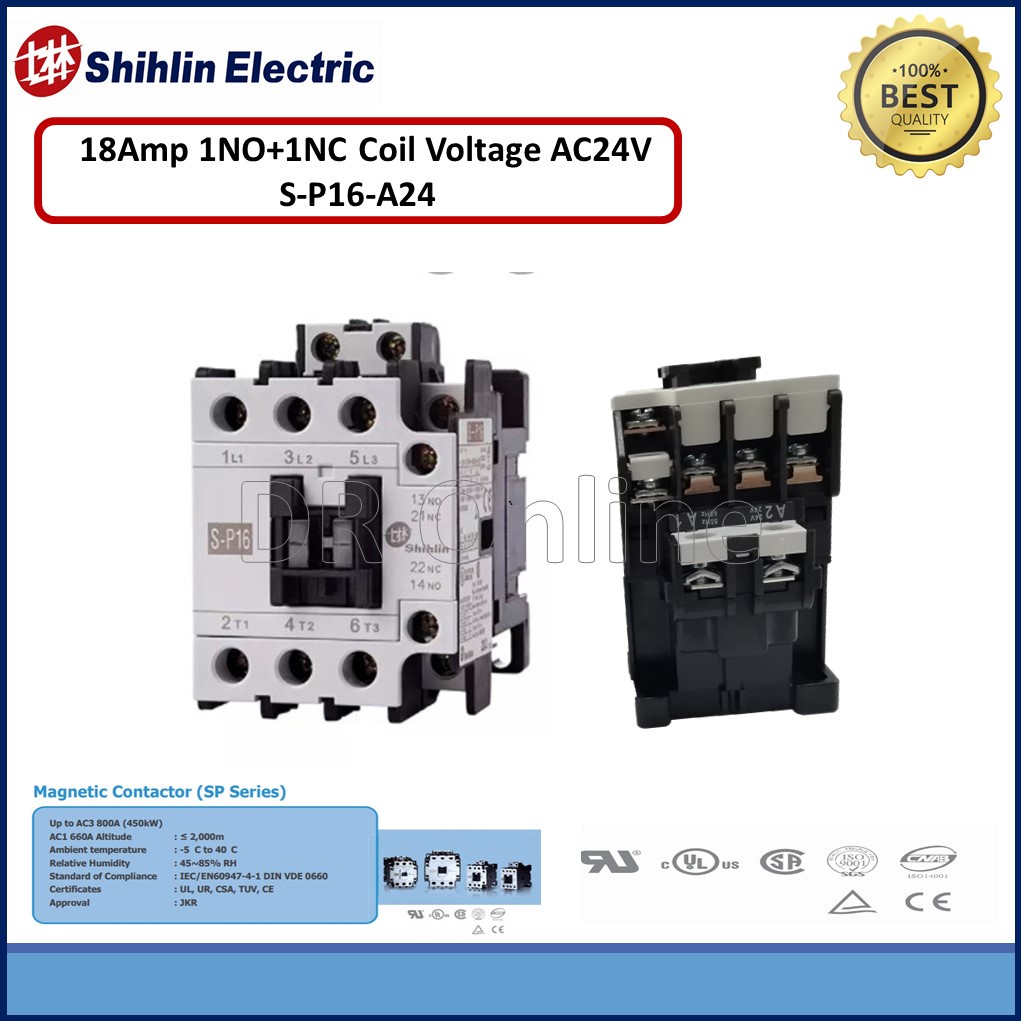 Shihlin Magnetic Contactor 16A 7.5KW/10HP ~ 1NO+1NC ~ AC240/AC110/AC415 ...