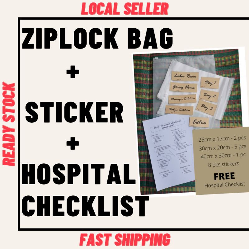 ZIPLOCK BAG HOSPITAL + Sticker Label Utk Barang Persiapan Mommy & Baby ...