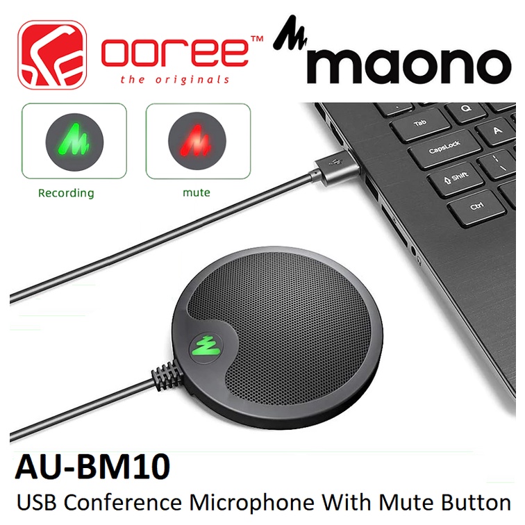 MAONO AU-BM10 / BM10 USB CONFERENCE COMPUTER MICROPHONE WITH ONE KEY FOR MUTE, HEADPHONE JACK ...