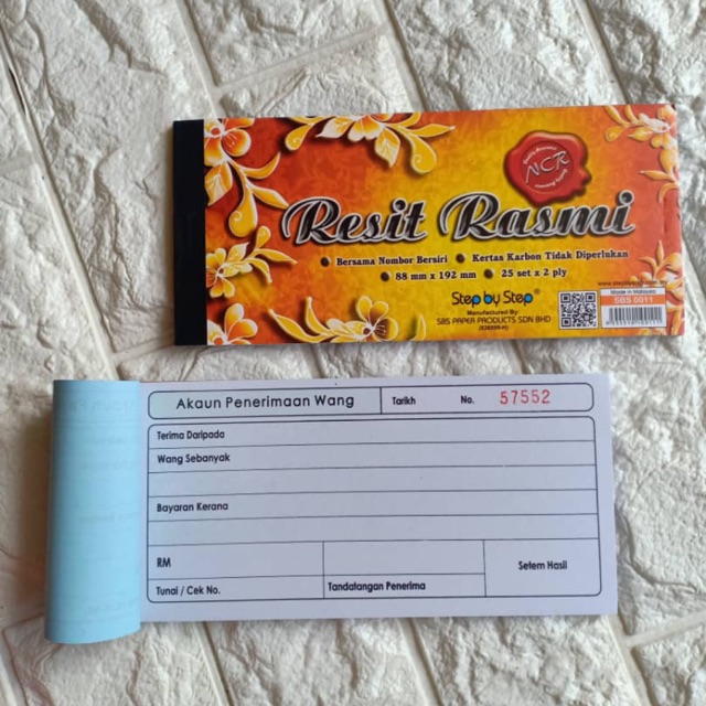 Stok Sedia Resit Rasmi NCR 2 Lapis /Resit Rasmi Book NCR 2 Ply 25 Sets ...