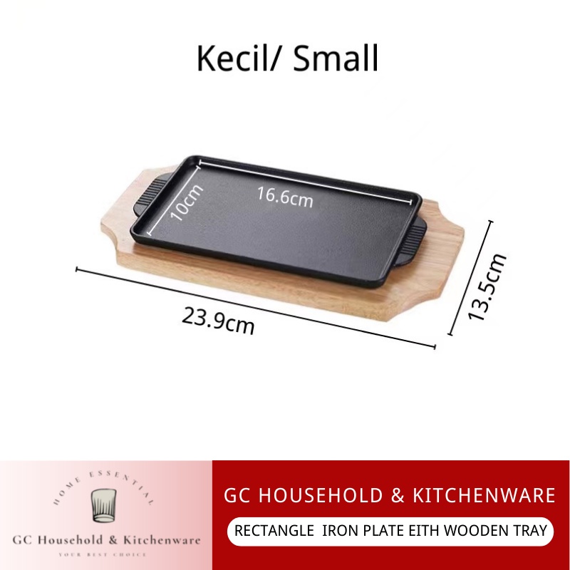 READY STOCK!! PINGGAN EMPAT SEGI BESI SIZZILING DENGAN PAPAN KAYU SET ...