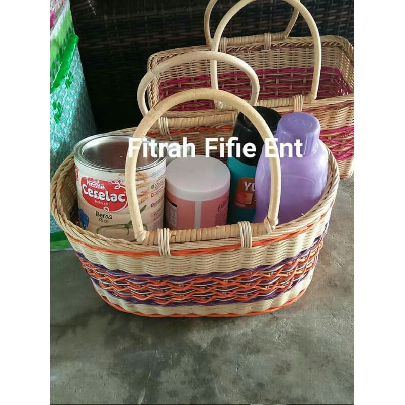 SEROJA Bakul Rotan Bertangkai / Bakul isi barang bayi / Bakul | Shopee ...
