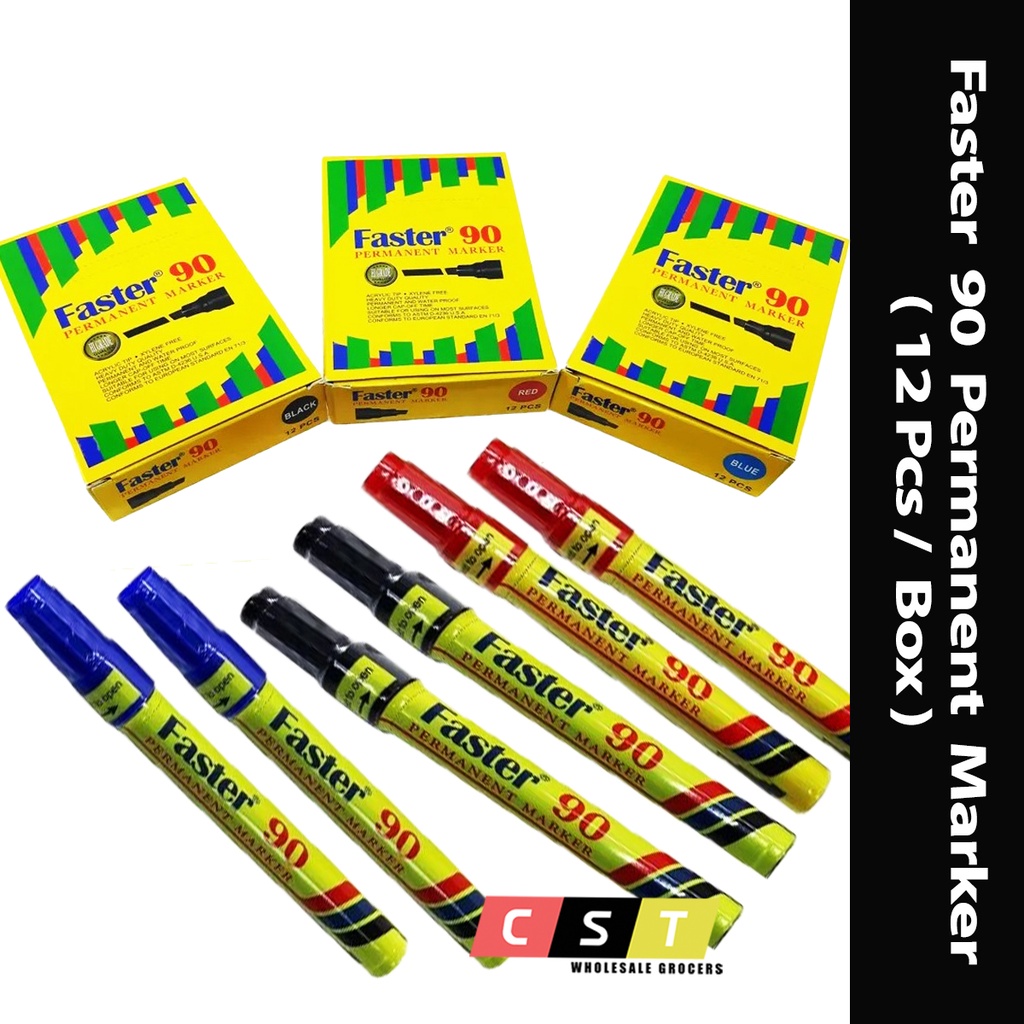 Faster 90 Permanent Marker (12Pcs/Box) | Shopee Malaysia