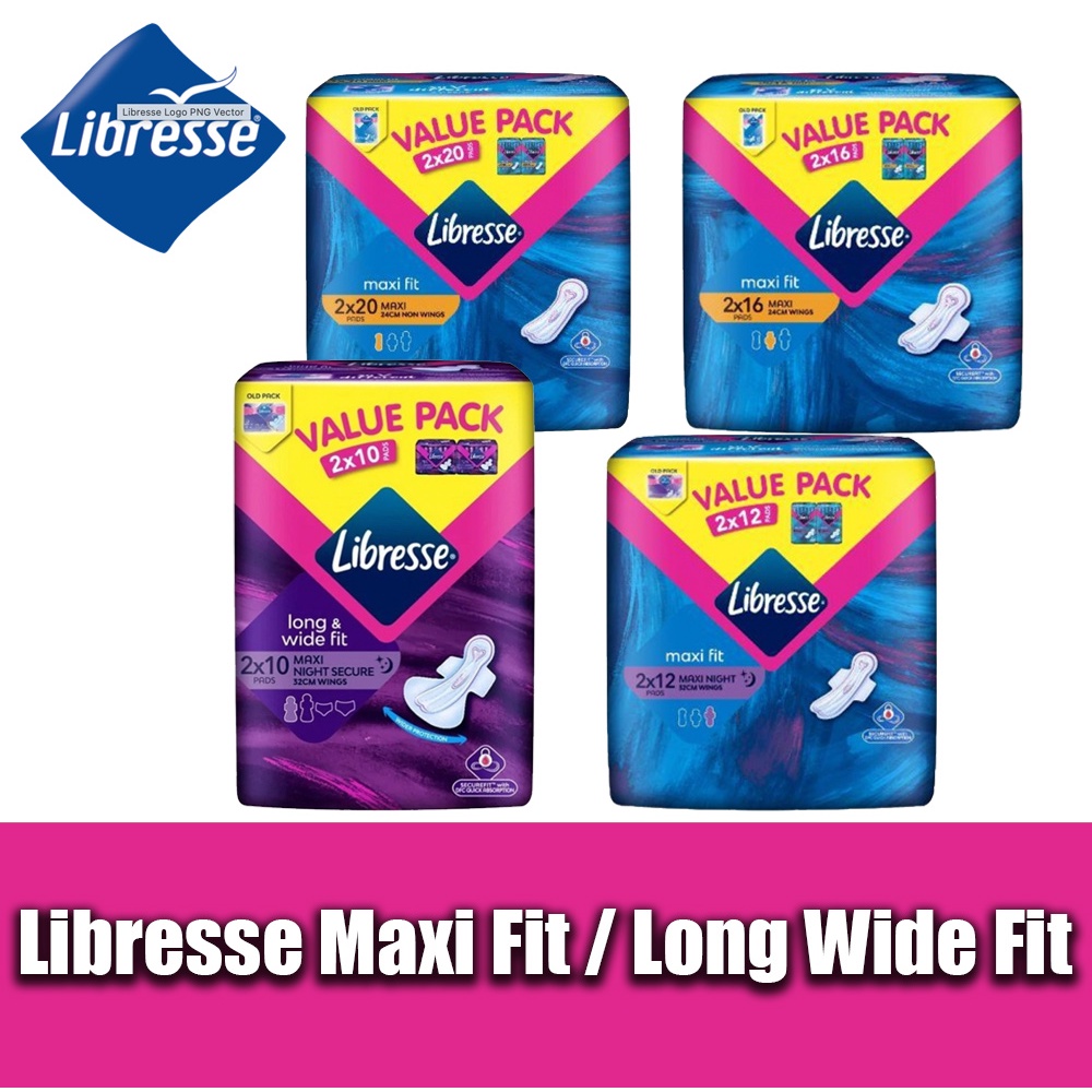 Libresse Maxi Fit (Night 32cm Wings 2x12's / 24cm Wings 2x16's / 24cm ...