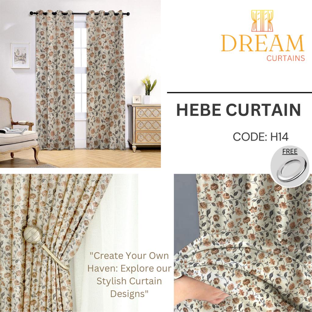 [READY STOCK] H14 Curtain (Caramel/Grey) /Langsir Bercorak Ring & Hook ...