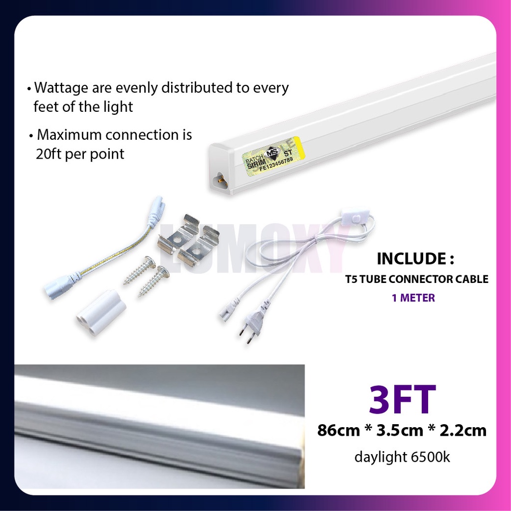 LMY_SIRIM LED T5 Tube Light Complete Set Connector Plug Ceiling Strip ...